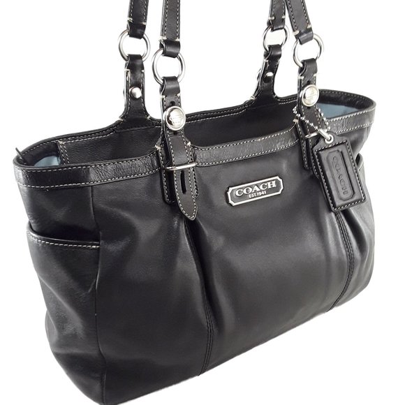 Coach | Bags | Coach East West Gallery Black Leather Tote Handbag ...